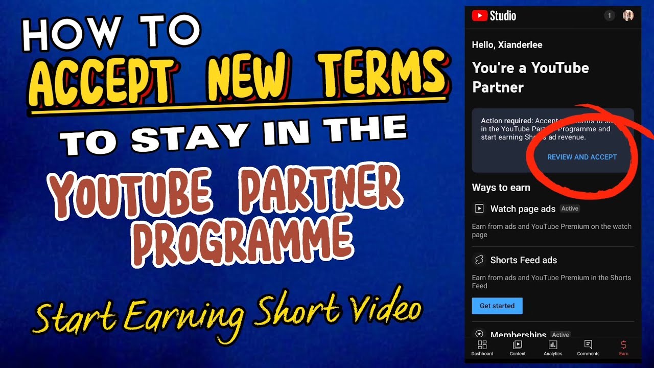 How To Accept New YouTube Partner Programme | Start Earning Short Video ...