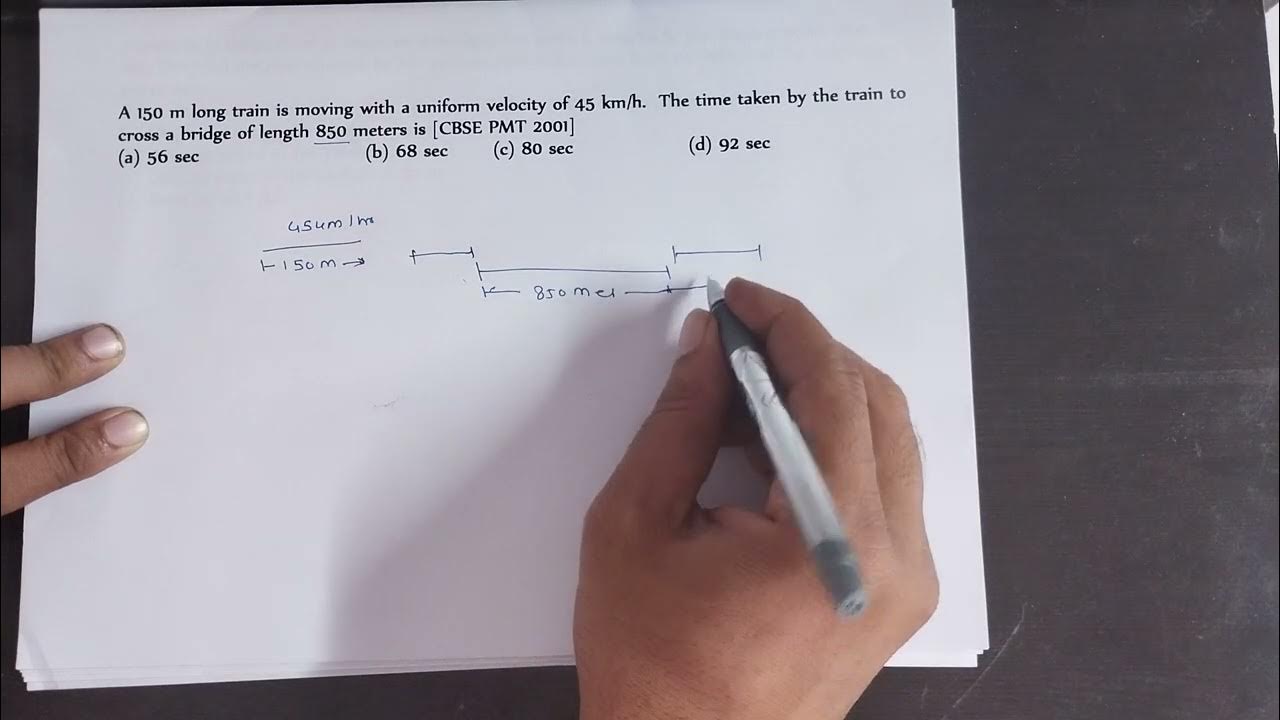 A 150 m long train is moving with a uniform velocity of 45 km/h. The time taken by the train to ...