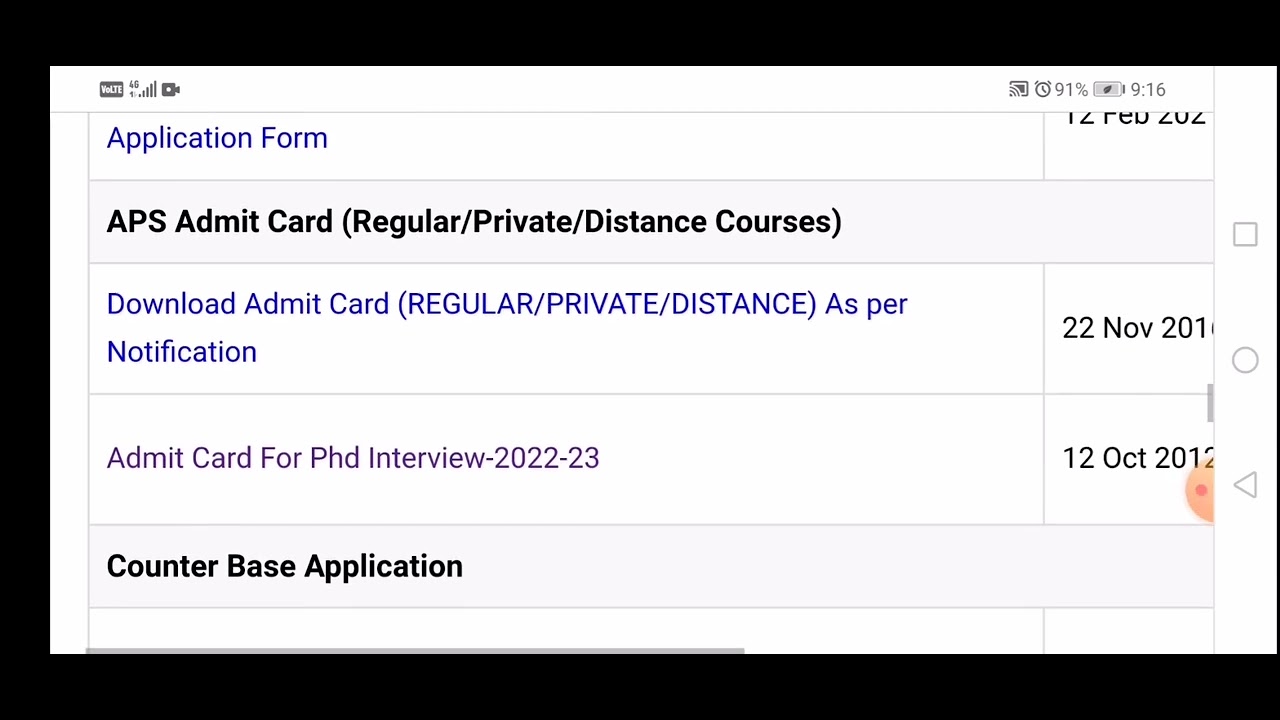 apsu rewa PhD 2022 interview admit card I रीवा यूनिवर्सिटी पीएचडी ...