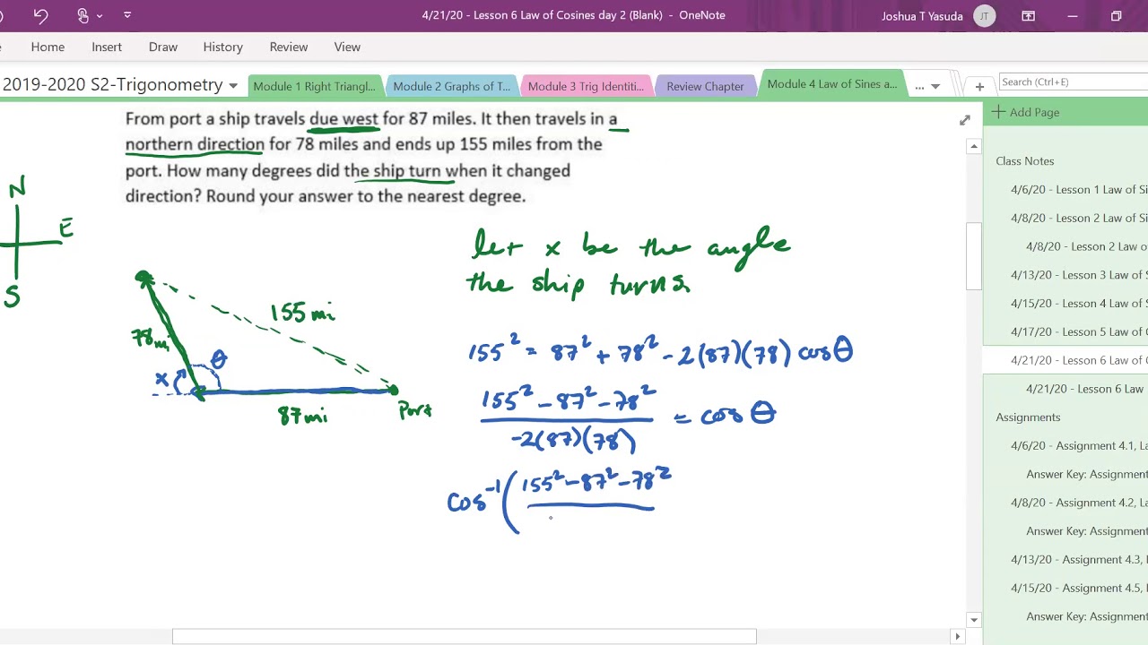 Law of Cosines Word Problems - YouTube