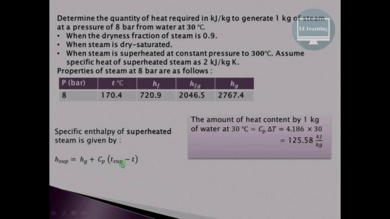Solved examples on properties of steam & dryness fraction rklearning ...