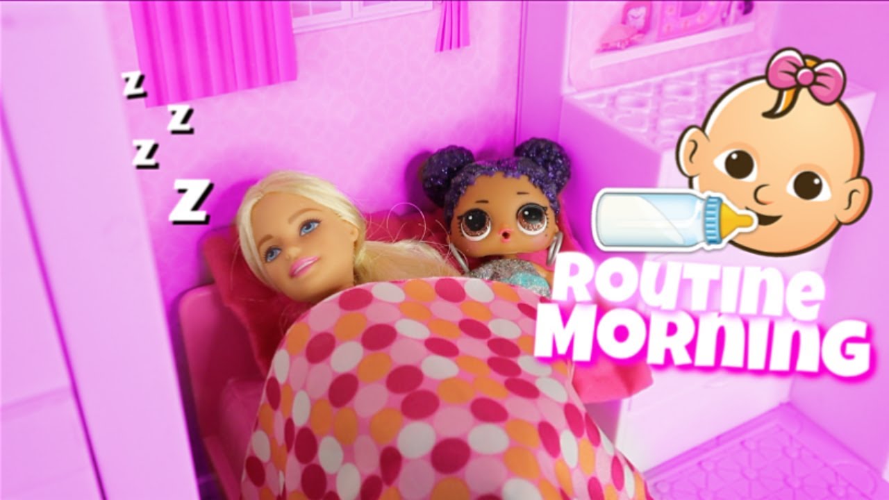 Barbie Doll Baby Morning Routine in a pink Barbie's Bedroom. - YouTube