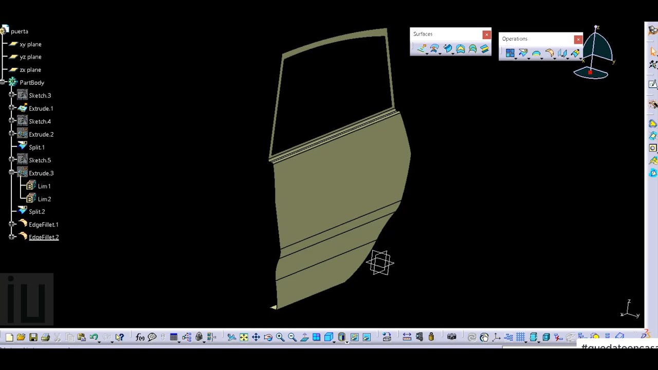 CATIA V5.- 15 Superficies básicas (extrusion, split) #catiav5 #catia ...