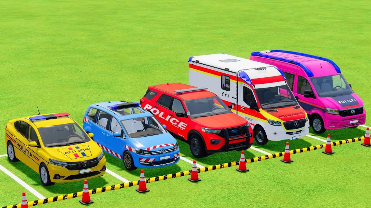 TRANSPORTING POLICE CARS and AMBULANCE EMERGENCY VEHICLES WITH TRUCKS ...