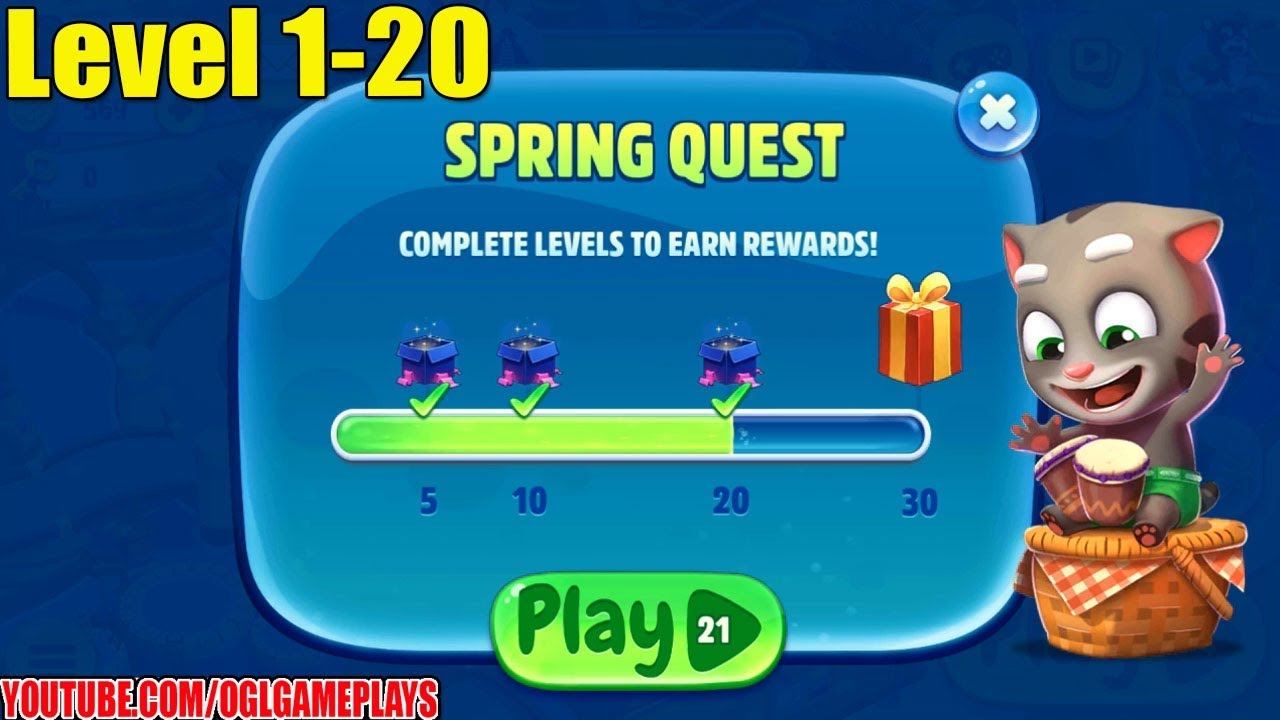 Talking Tom Pool Spring Quest Event Part #1 (Level 1-20) - YouTube