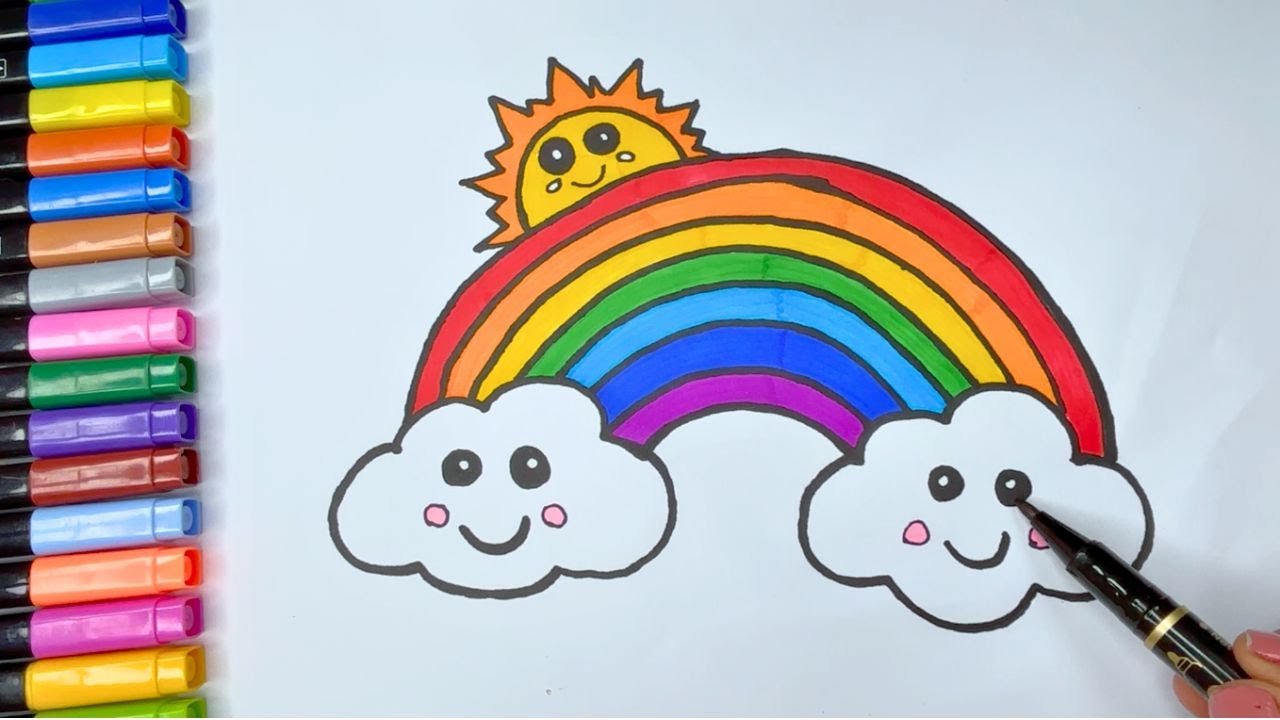 How To Draw A Cute Rainbow | Easy Rainbow Drawing and Coloring - YouTube