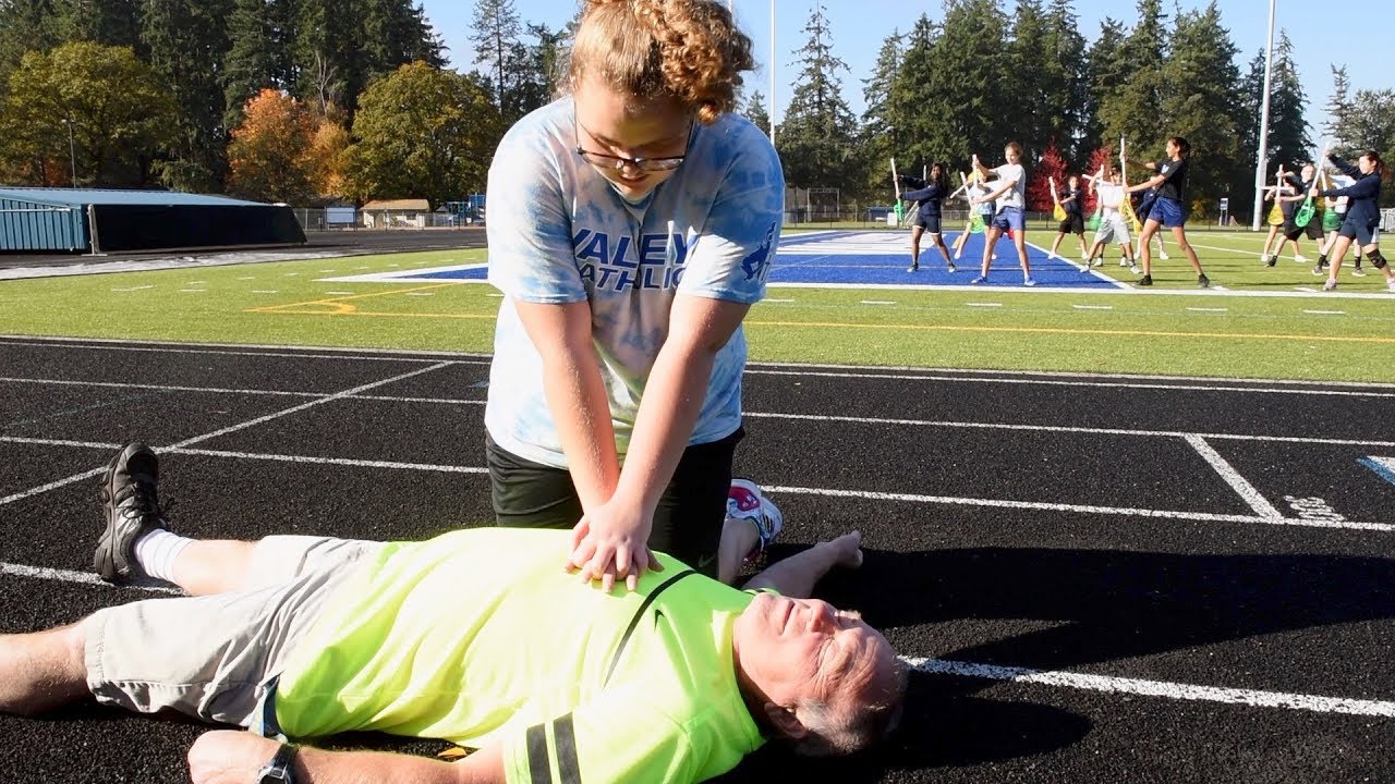 Staying Alive: Valley Catholic School Hands-Only CPR/AED - YouTube