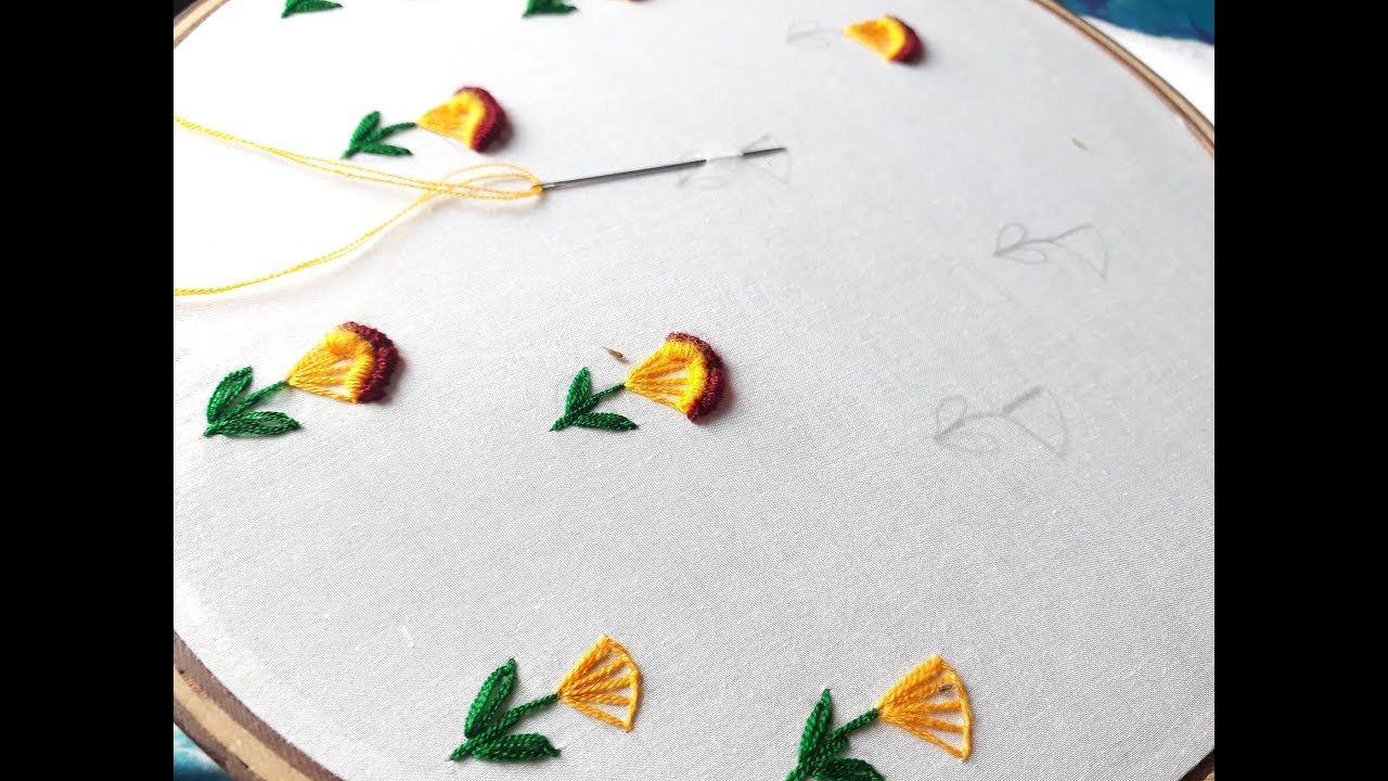 All over hand embroidery design | All over embroidery tutorial - YouTube