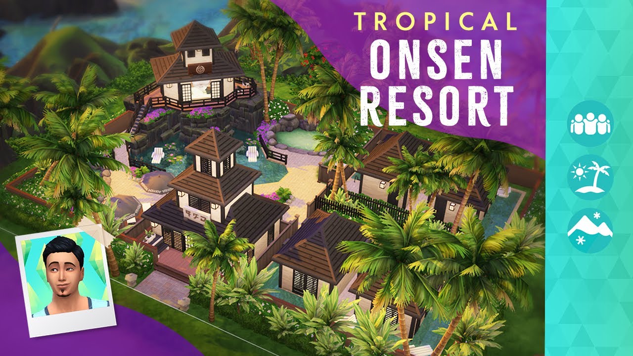 A Tropical Onsen Sims 4 RESORT! Build Tour (No CC or Mods) - YouTube