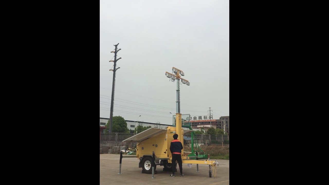 600 Watt Solar Lighting Tower With 9 Meters Manual Mast - YouTube
