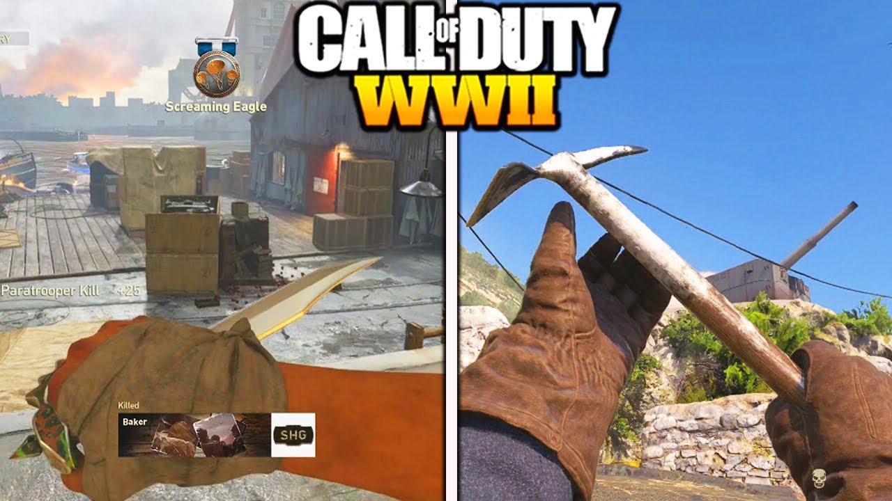 *NEW* DLC MELEE WEAPONS GAMEPLAY COD WW2! TRENCH KNIFE AND ICE PICK ...