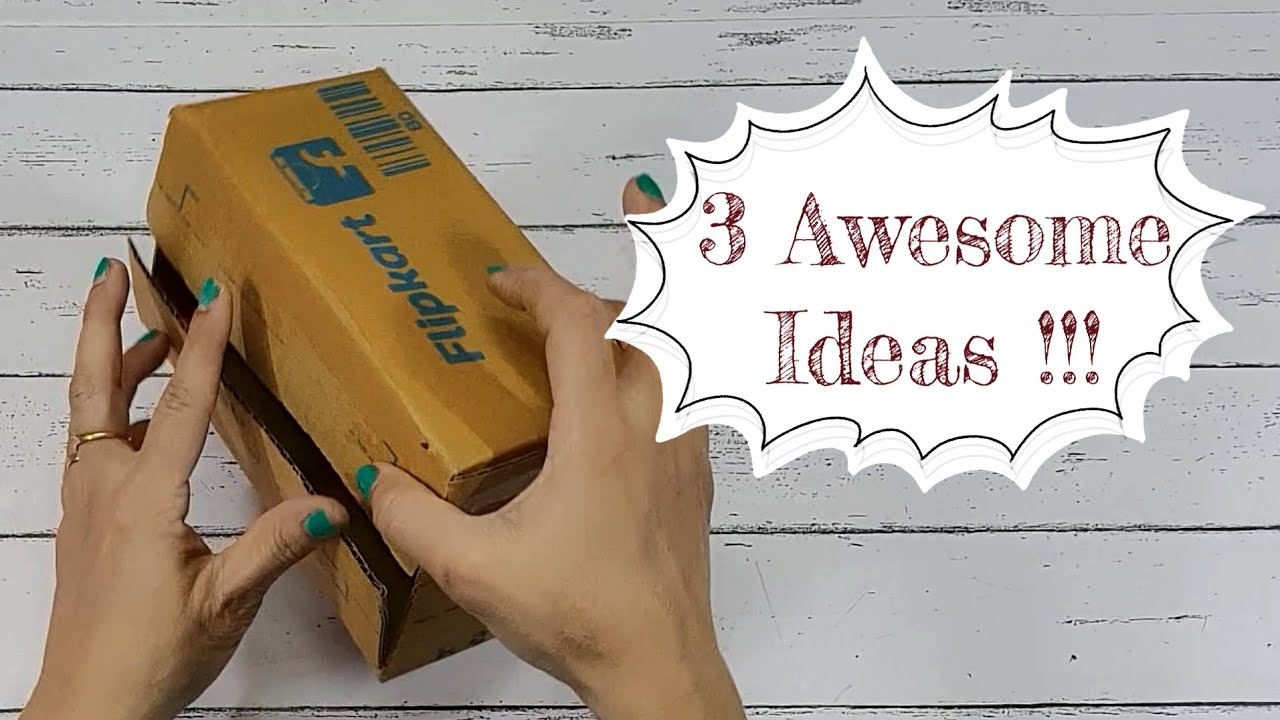 3 Awesome Ideas Using Cardboard Box and Waste Material | DIY Organizer ...
