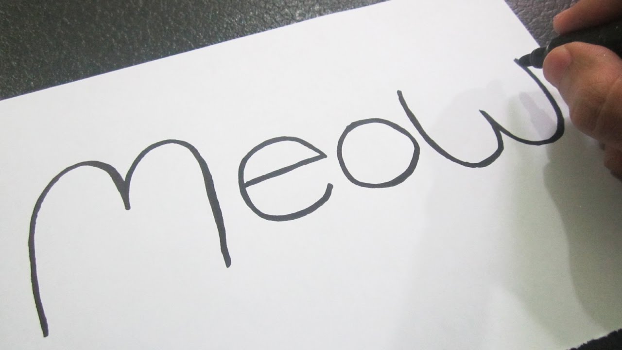 How to turn words MEOW into a Cartoon ! Learn drawing art on paper for ...