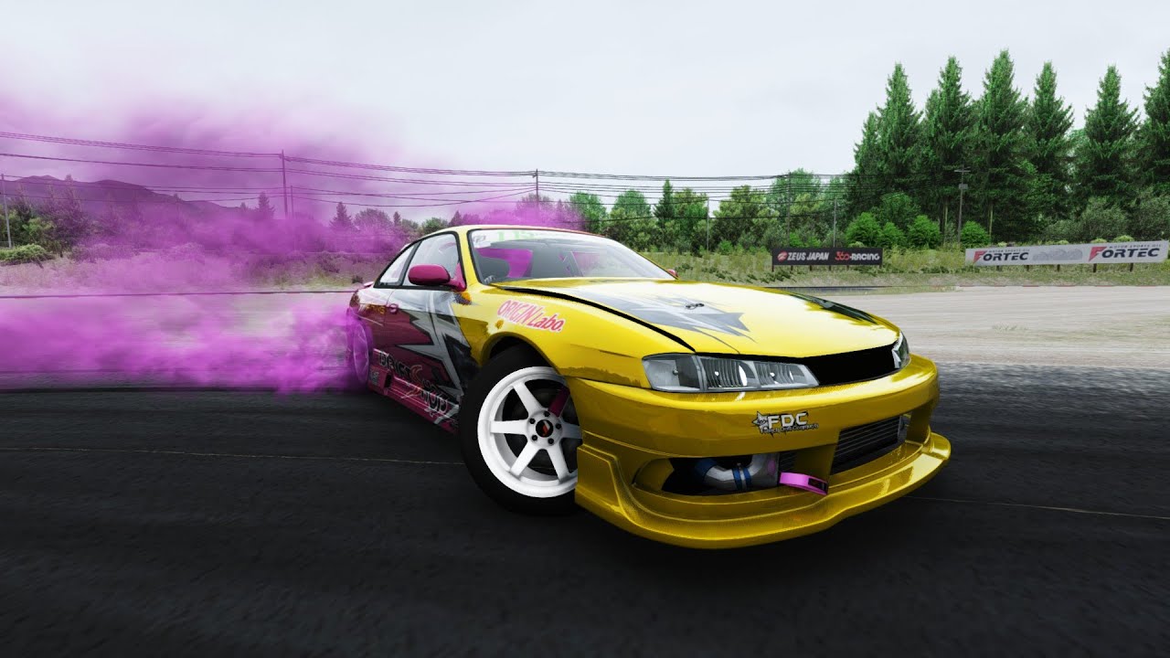 Nissan s14 with pink smoke in sunrise circuit / Assetto Corsa - YouTube