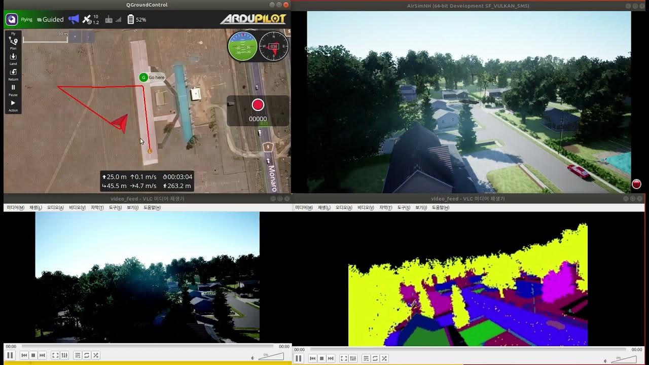 drone airsim+px4+qground fpv/segmentation image - YouTube