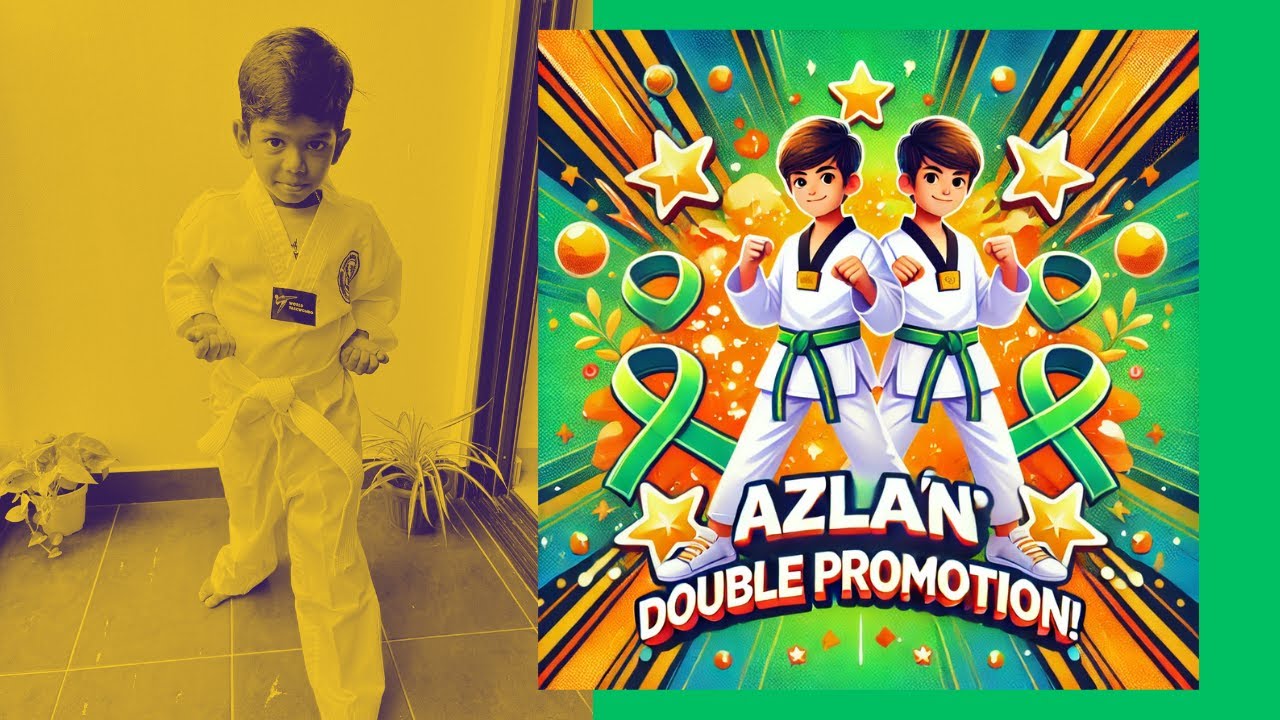 Azlan's Taekwondo Triumph: Double Promotion to Green 2 Belt! 🥋💚 - YouTube