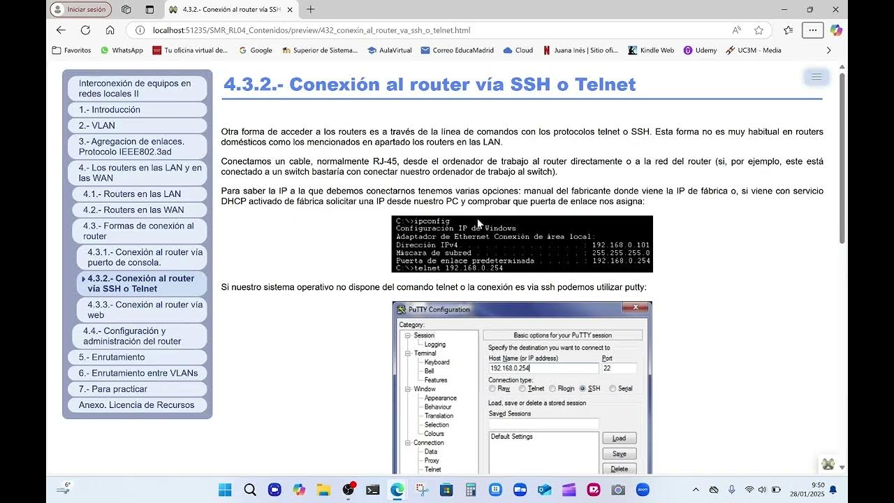 4.3.2. Conexión al router vía SSH o Telnet. Prof. Ingeniero Informático Eduardo Rojo Sánchez ...