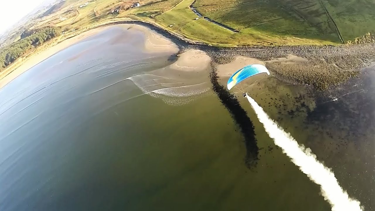 Eddie Fergus Phil Darren paramotoring around Murvagh beach Donegal ...