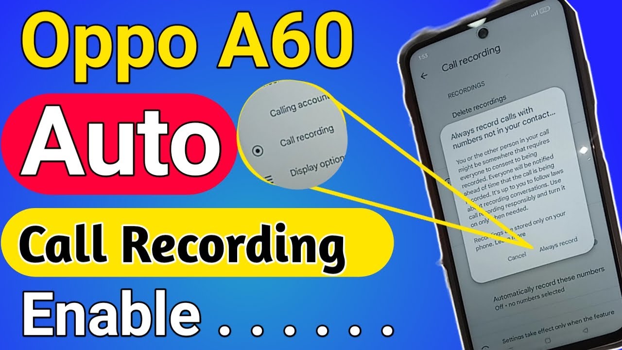 Oppo A60 Auto call Recording enable - YouTube