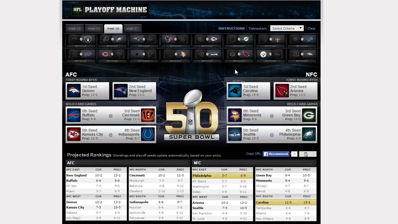 2015 NFL Playoff Machine: Week 14 - YouTube