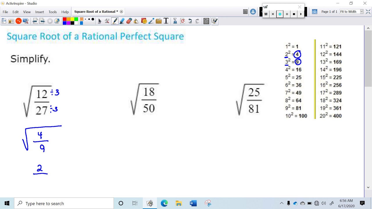 Square Root of a Rational Perfect Square - YouTube
