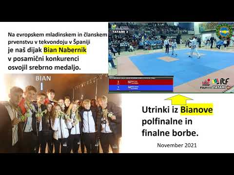 Dijak športnik Bian Nabernik v Španiji na evropskem prvenstvu v tekvadoju