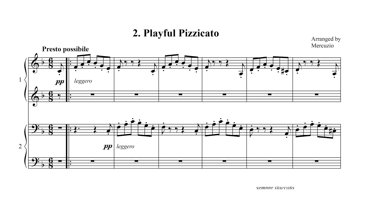 Britten "Playful Pizzicato" arr. 2 Prepared Pianos by Mercuzio + Free ...