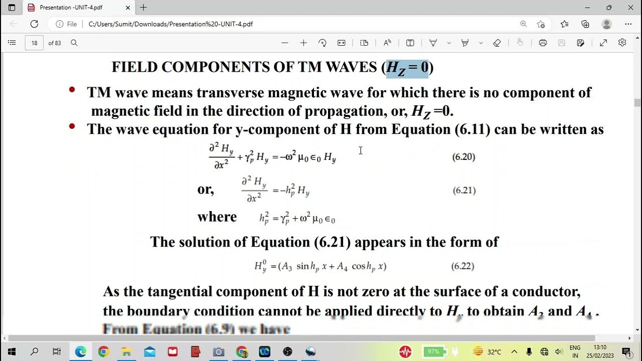 equations of parallel plate waveguide - YouTube
