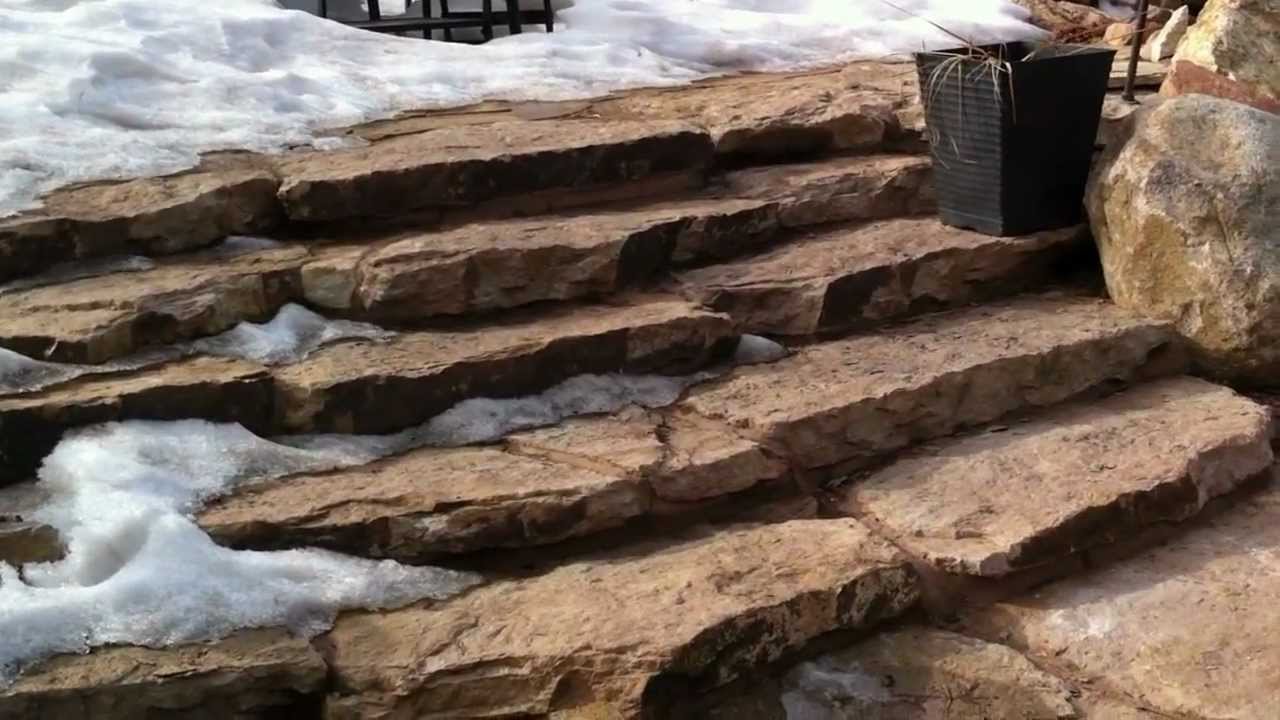 Installing stone landscape steps Landscape contractor Broomfield - YouTube