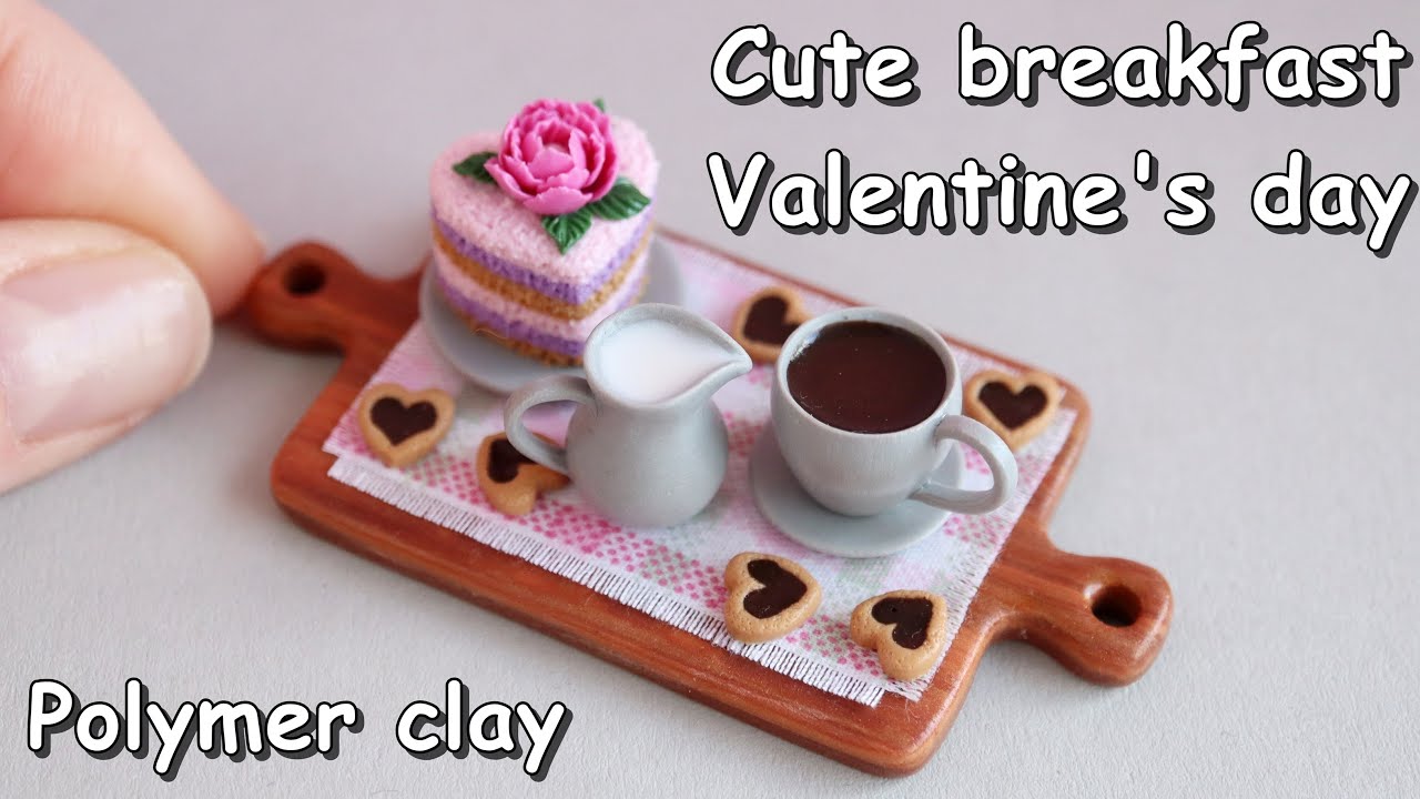Cute breakfast for Valentine's day💖Polymer clay - YouTube