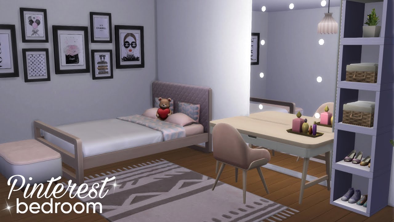 PINTEREST BEDROOM | TUTORIAL | NO CC | The Sims 4 | Speed build - YouTube