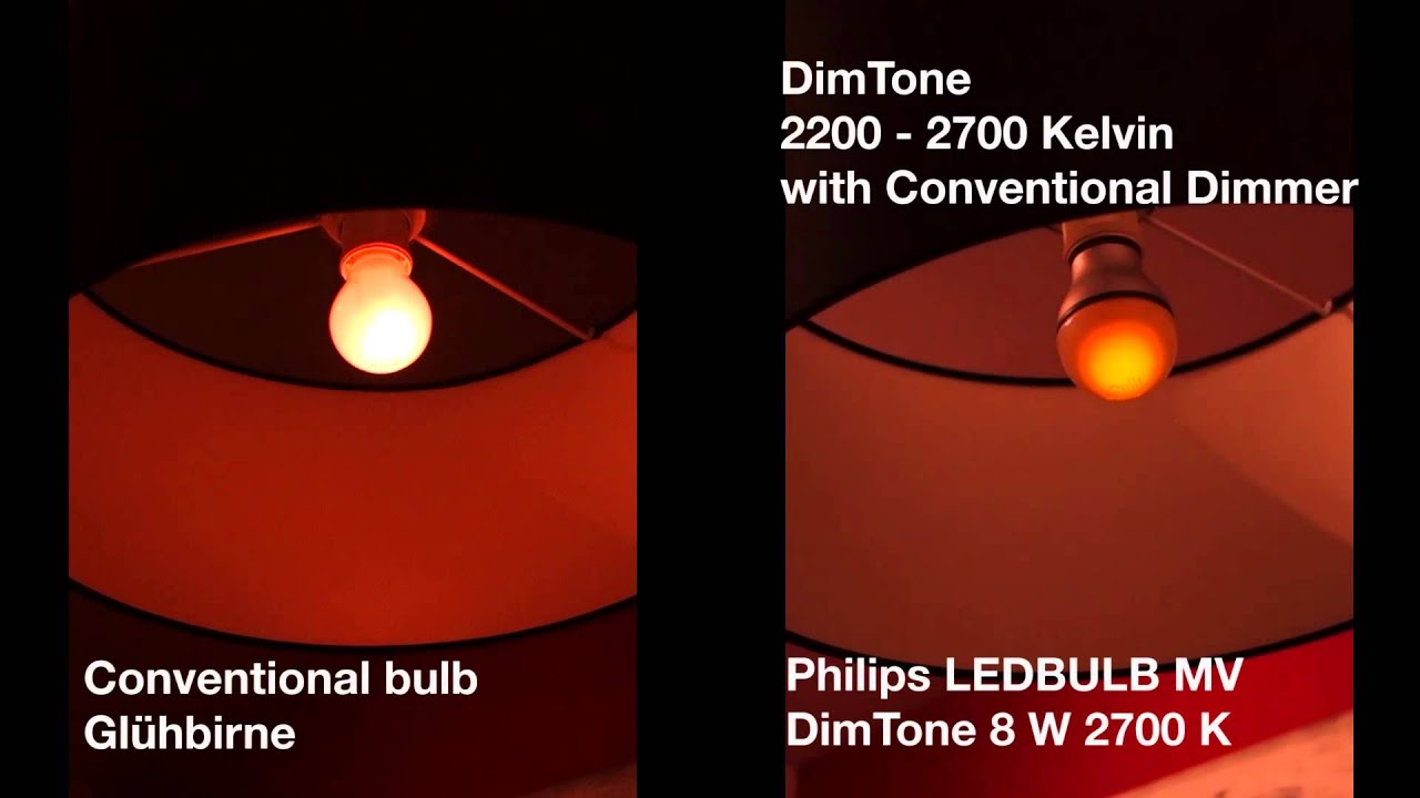 Comparison conventional bulb vs Philips Ledbulb MV DimTone - YouTube