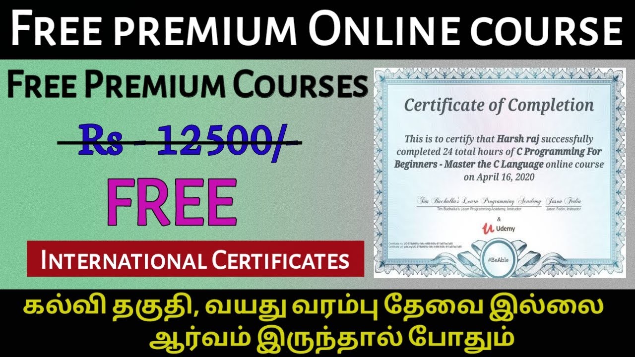 Free online courses with certificate in india | Tamil | Jobs FIT-Tamil ...