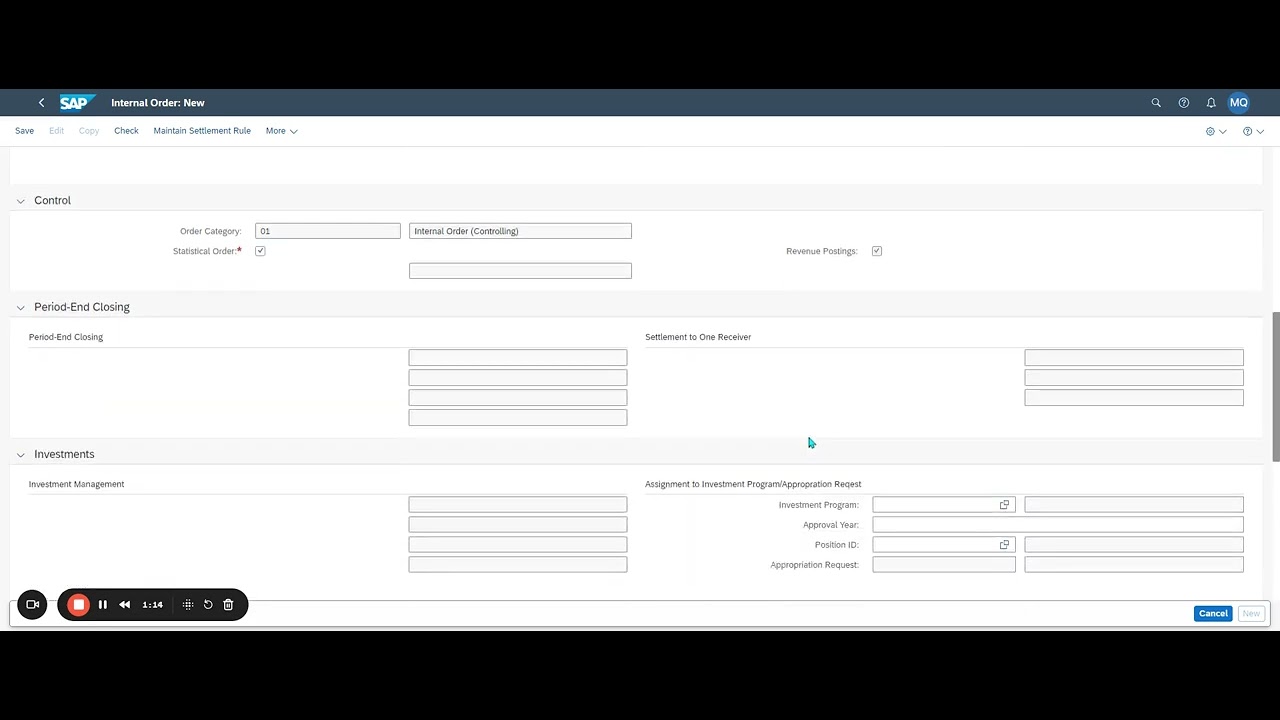 Creating an Internal Order in SAP FIORI - YouTube