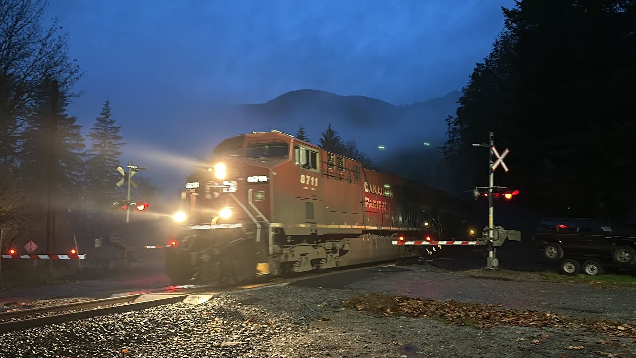 Out Of The Mist!!!! CPKC Mixed Train East @ Yale BC Canada 26OCT24 CP ES44AC 8711 Leading - YouTube