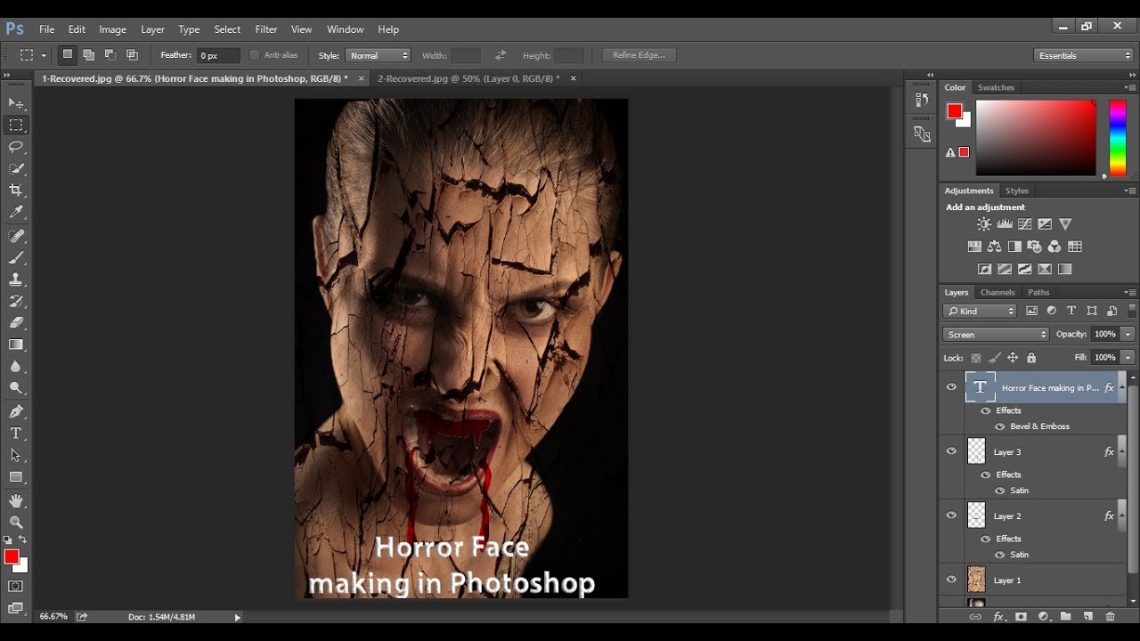 Photoshop Tutorial | How to make a horror face with Photoshop CC - YouTube