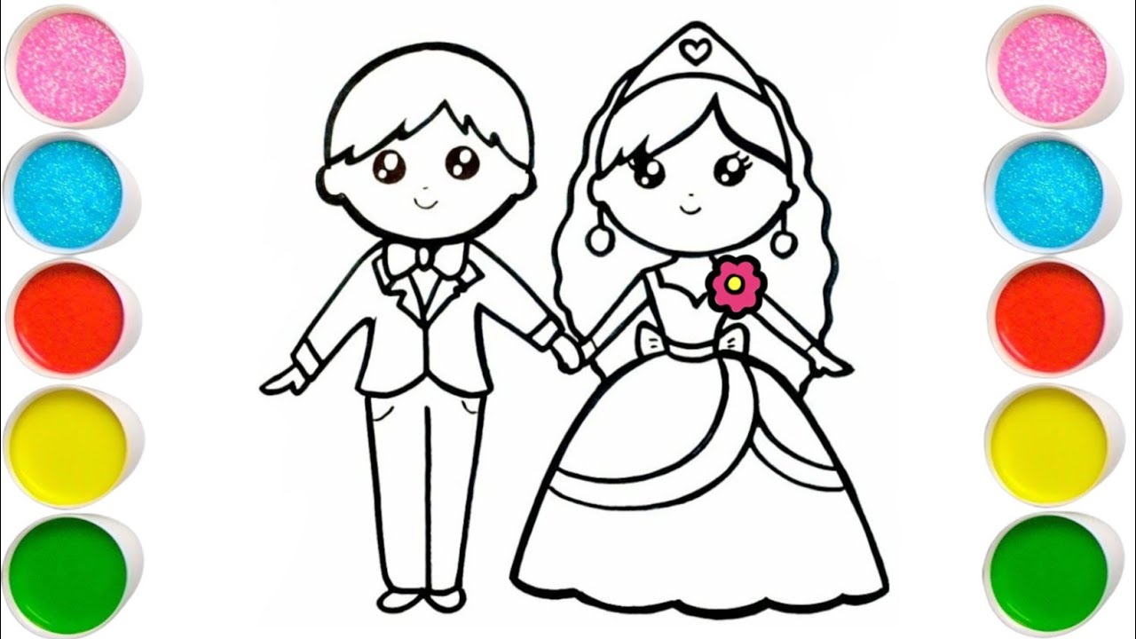 Draw a Beautiful Couple Colouring, Drawing and Painting for kids and ...