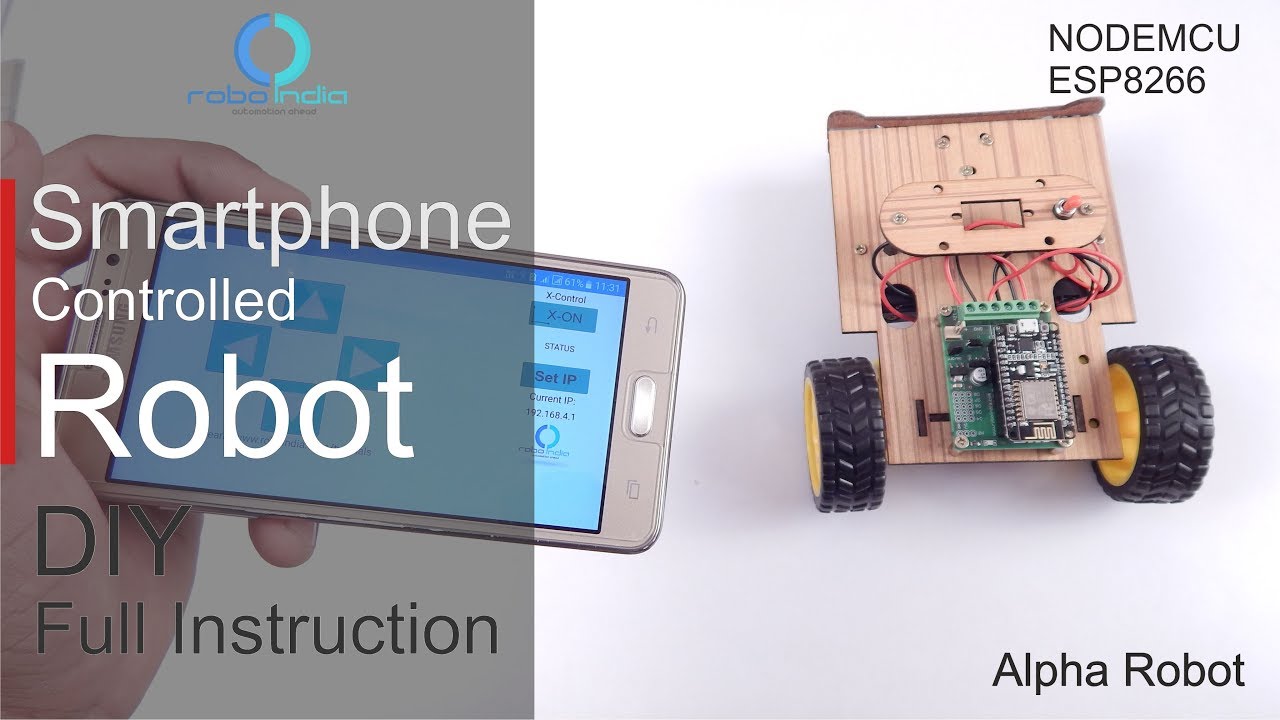 Smarphone controlled Robot using NODEMCU - esp8266 - YouTube