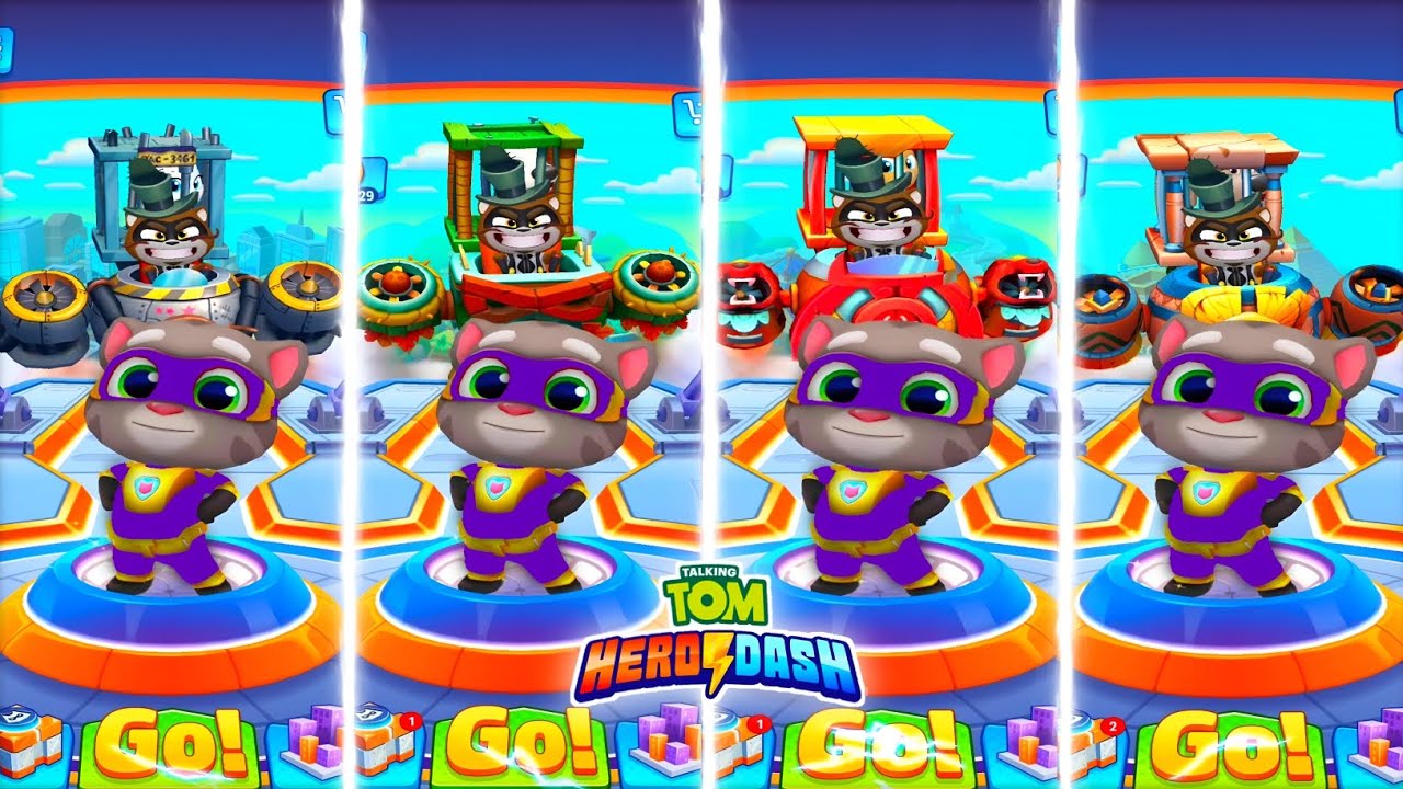 TALKING TOM HERO DASH + PURPLE COLOUR SUIT SUPER HERO TOM AND FIGHTING ...
