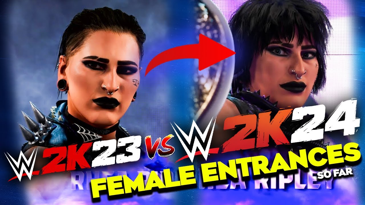 WWE 2K23 vs WWE 2K24 Women's Entrances so far! - YouTube