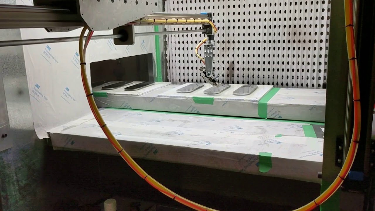 Custom painting robot - 1st spray - YouTube
