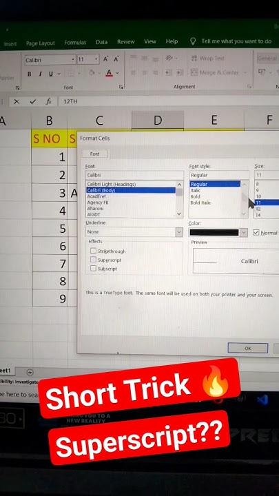 Excel Short Trick Superscript 🤔 #exceltricks #viral #shorts #short #exceltutorial #LEWM #13 ...