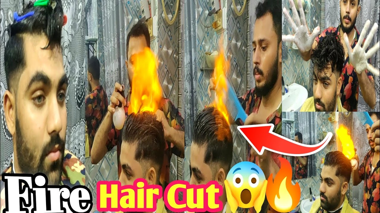 Fire 🔥 Hair Cut Asmr 😱 Pakistan barber fire cutting🔥 Karne Ka Tarika ...