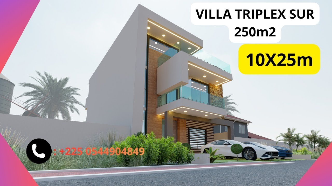 VILLA TRIPLEX 7 PIECES SUR 10X25m 250m2 ARCHITECT DUPLEX HOUSE DESIGN ...