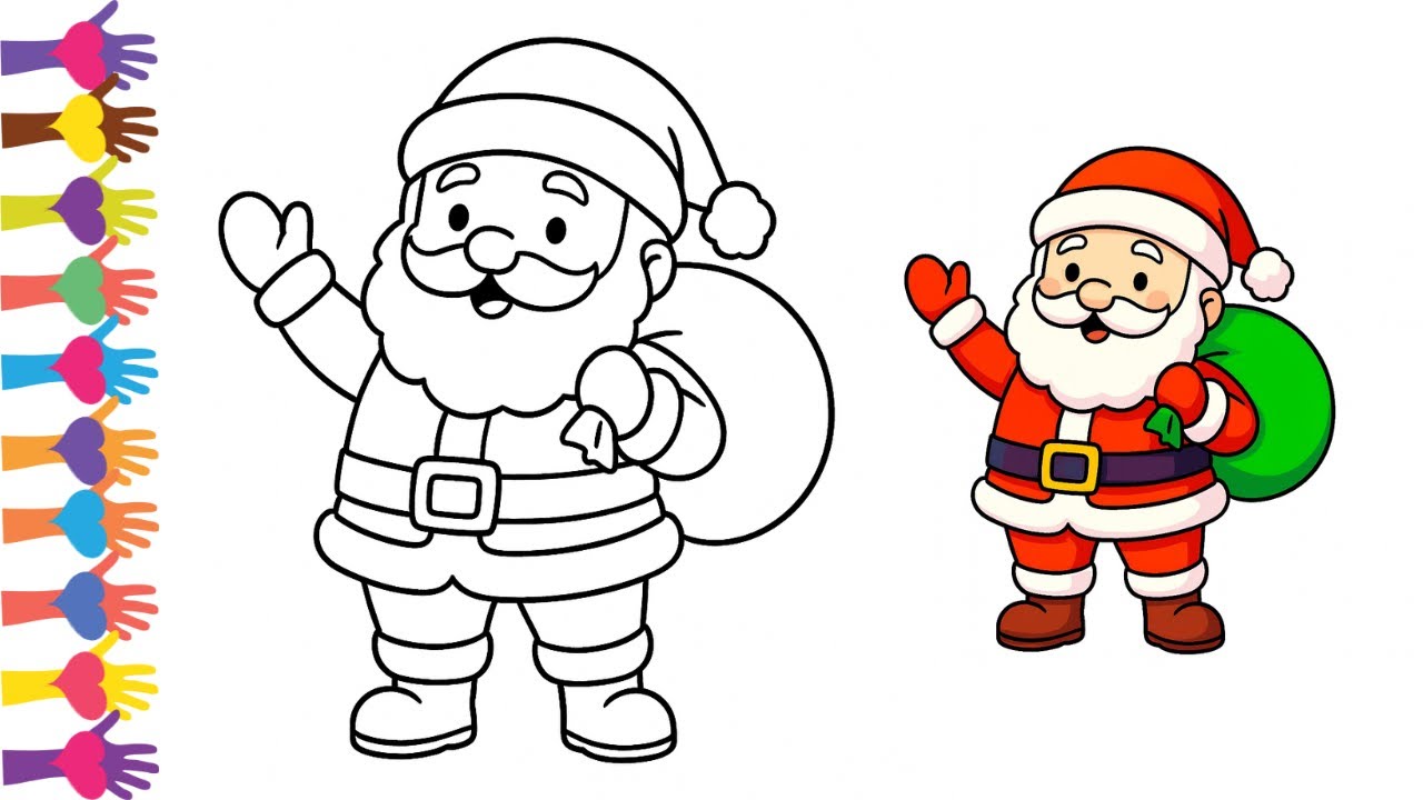 cute santa claus coloring page | christmas coloring for kids - YouTube