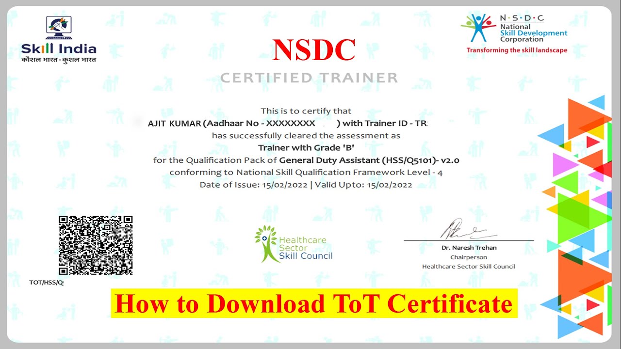 How to Download ToT Certificate issued by NSDC | TOT Certificate kaise nikale 2024 | Ajit iT ...