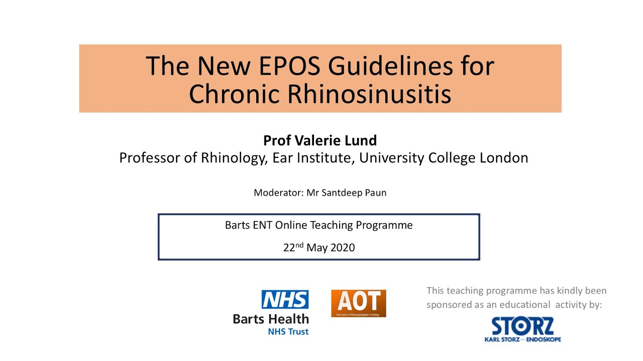 Rhinology | The New EPOS Guidelines for CRS | Prof Valerie Lund - YouTube