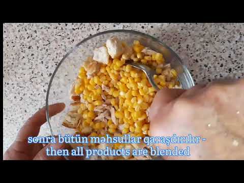 Suxari salatı (qarğıdalı salatı hazırlanması) - Dried crust salad(corn salad) #Ləzzətli #eating
