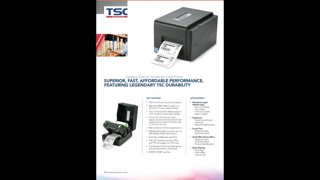 Tsc TE244 barcode printer ribbon loading - YouTube