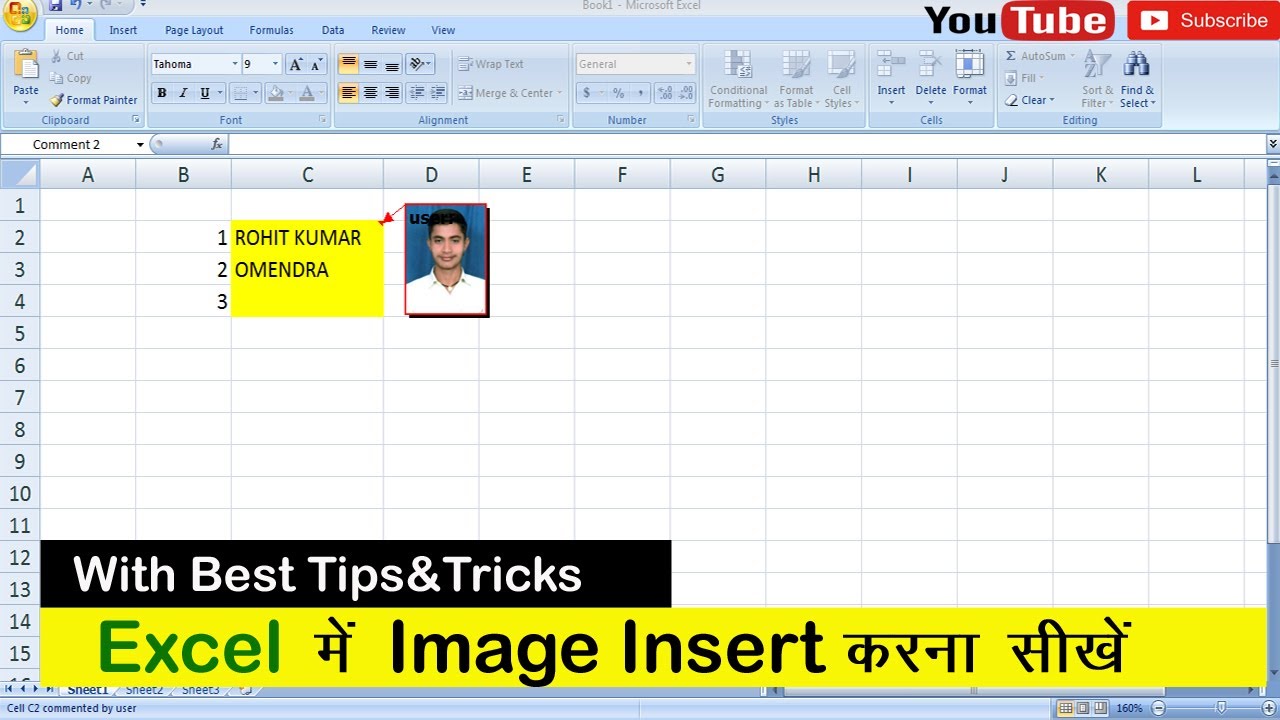 Insert Photo In Microsoft Excel||How to insert Image in Excel in Hindi ...